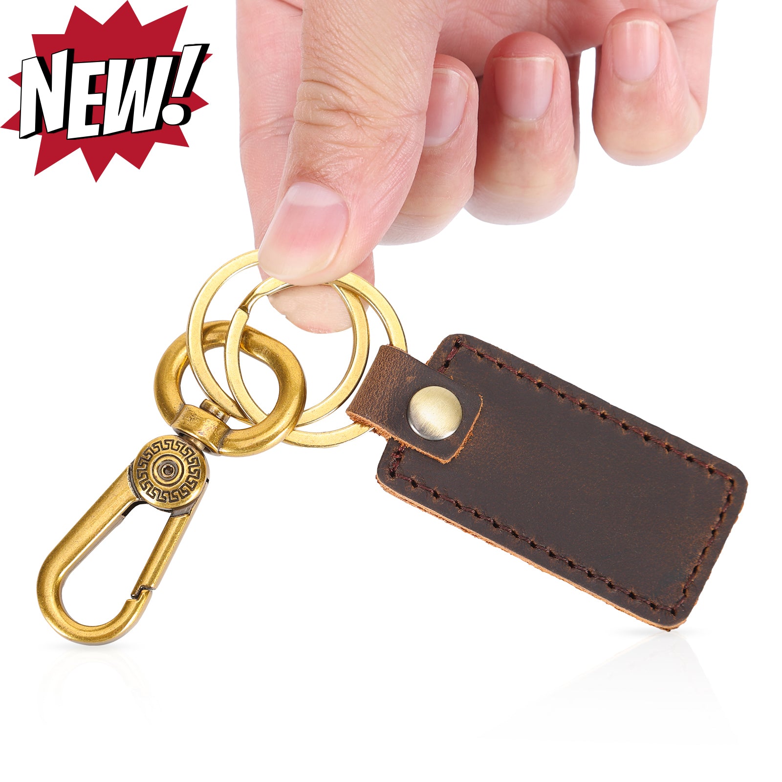 Polare Full Grain Leather Keychains Universal Key Fob Keychain Rings H