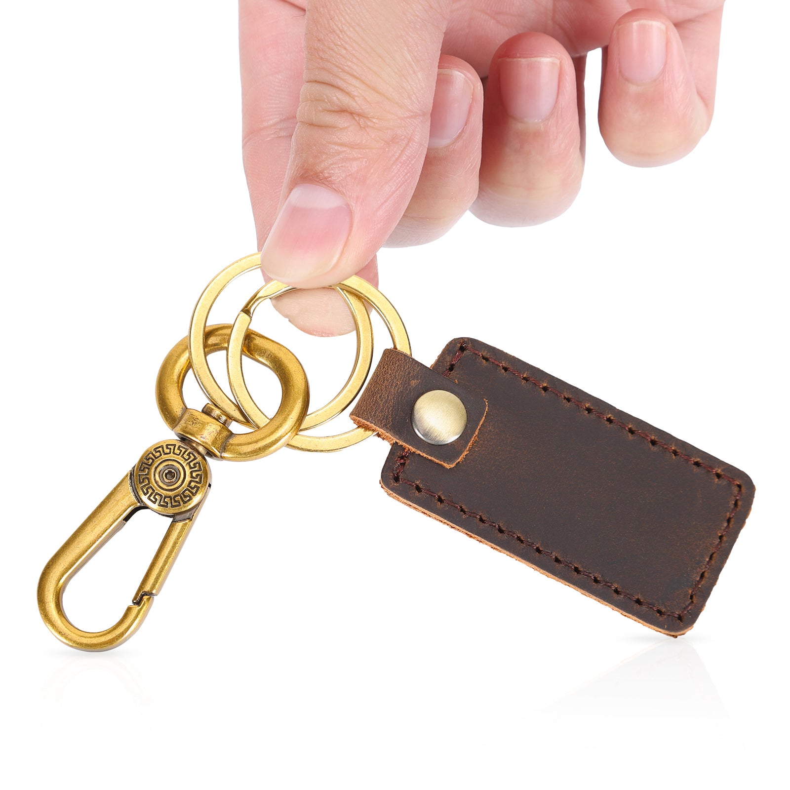 Polare Full Grain Leather Keychains Universal Key Fob Keychain Rings H